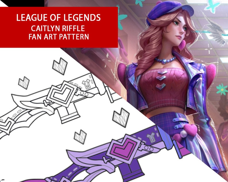 Heartache Caitlyn - Rifle Pattern / Blueprint + Color - Lol - League of ...