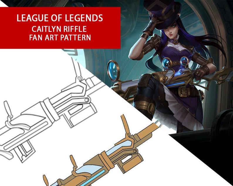 Caitlyn Rifle Pattern / Blueprint + Color - Lol - League of Legends ...