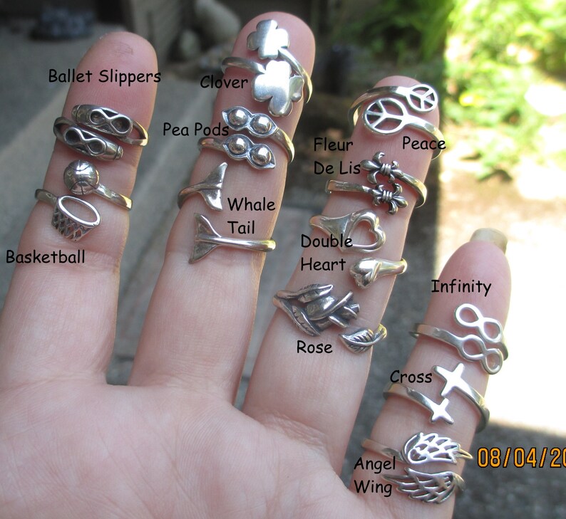 Sterling Silver Adjustable Finger Rings - Etsy