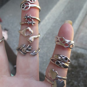 Sterling Silver Adjustable Finger Rings - Etsy