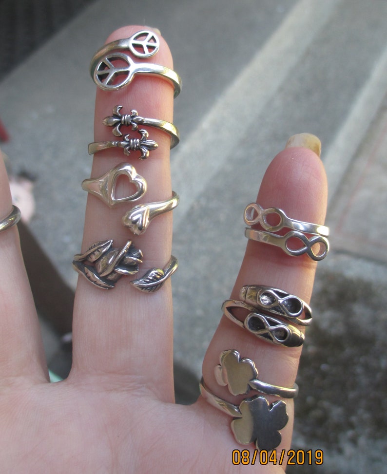 Sterling Silver Adjustable Finger Rings - Etsy