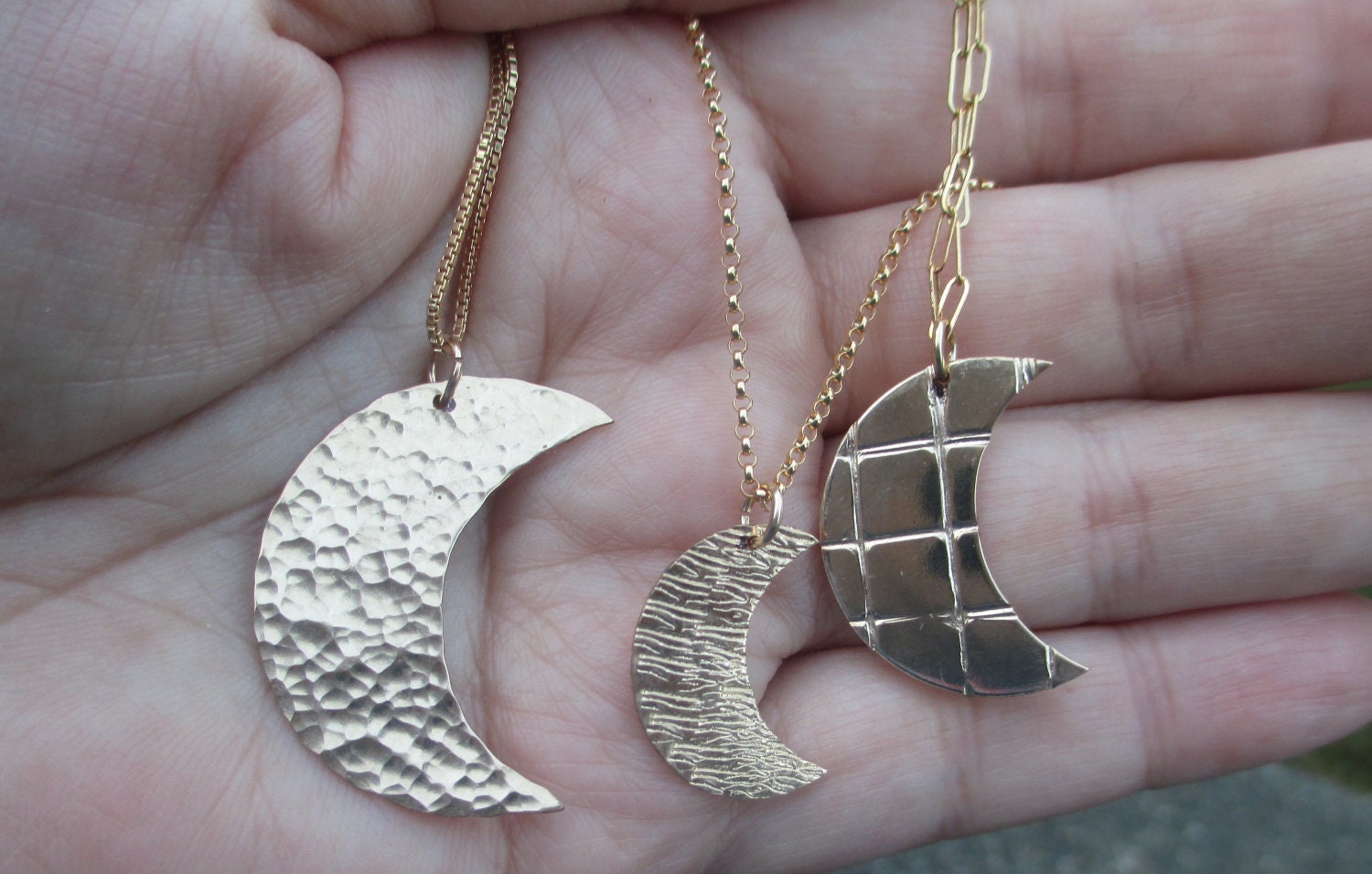 Gold Filled Moon Necklaces | Etsy