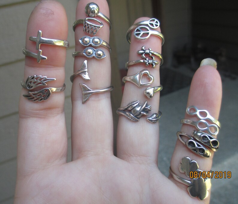 Sterling Silver Adjustable Finger Rings - Etsy