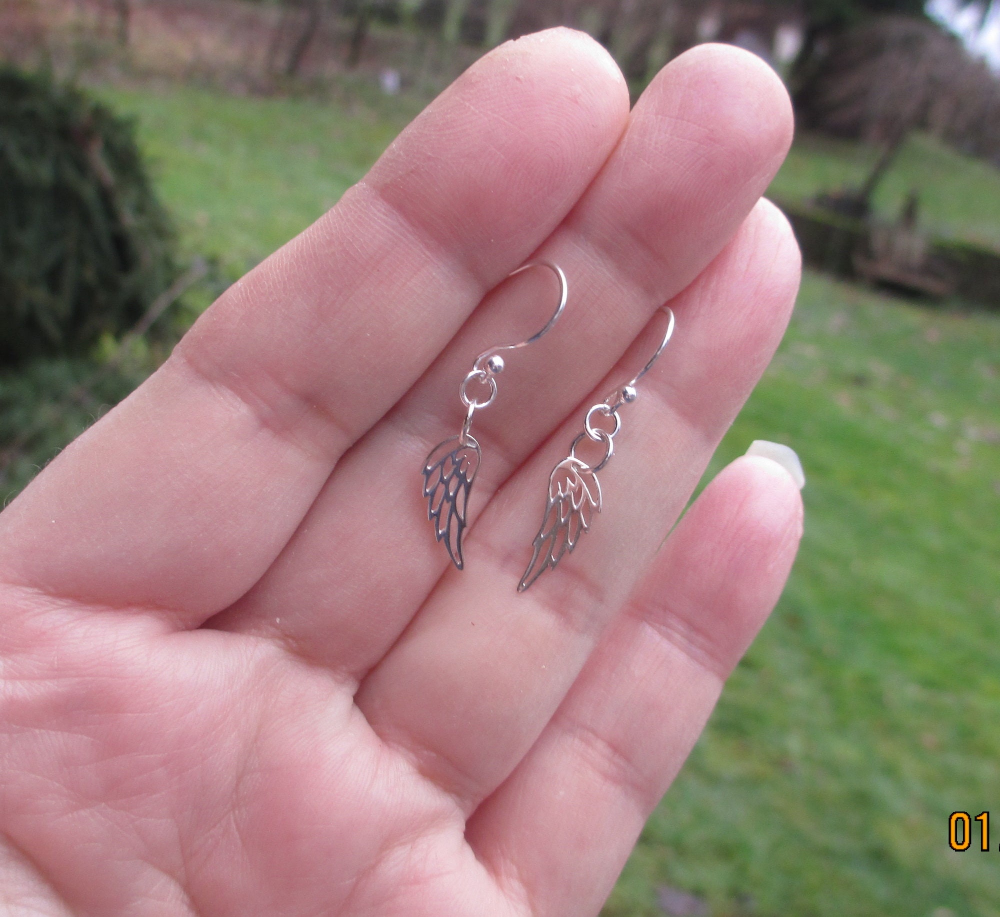 Sterling Angel Wing Necklace or Earrings - Etsy