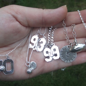 Sports Number Necklaces-soccer, Football, Baseball, Hockey,volleyball ...