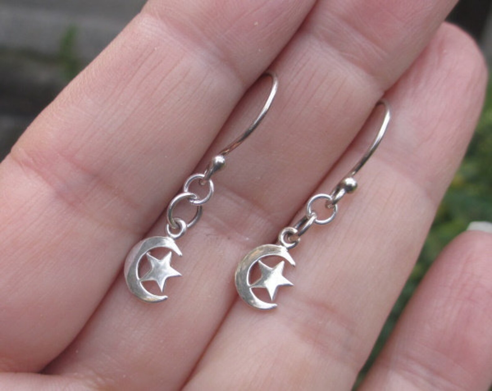 Sterling Silver Moon and Star Necklace and Earrings | Etsy