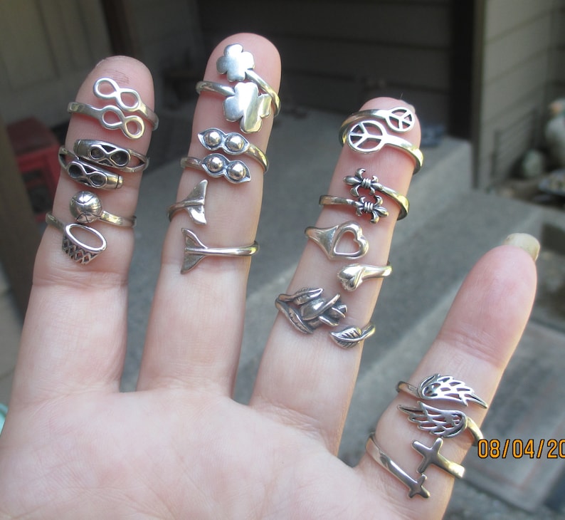 Sterling Silver Adjustable Finger Rings - Etsy