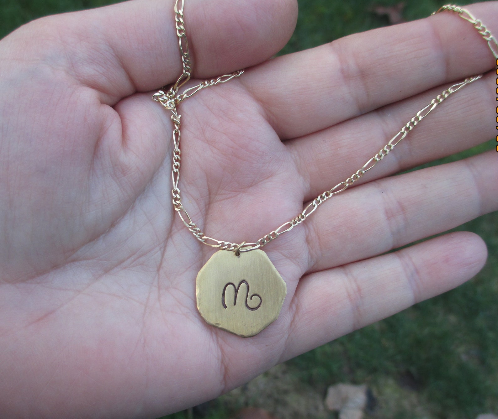 Brass or Copper Rustic Initial Tag Necklace - Etsy