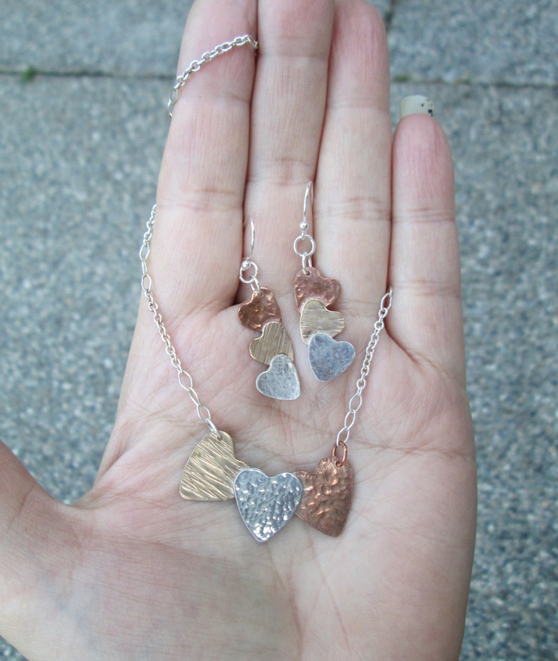 Stacked Heart Earrings or Necklace-sterling Gold Filled and | Etsy