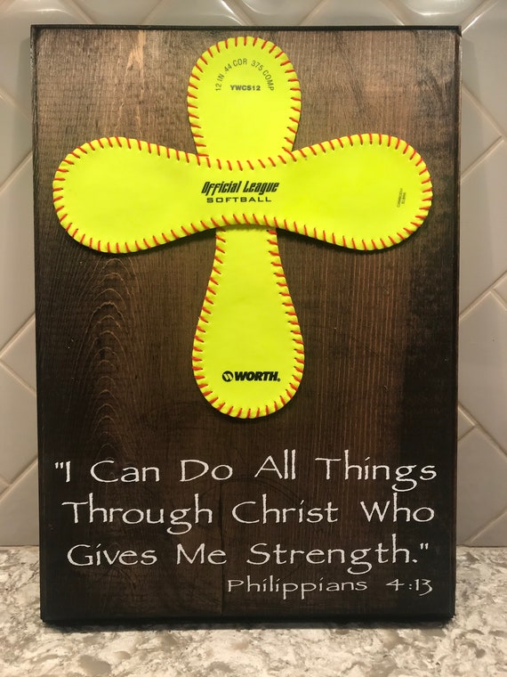 Handmade Softball Cross Sign | Etsy