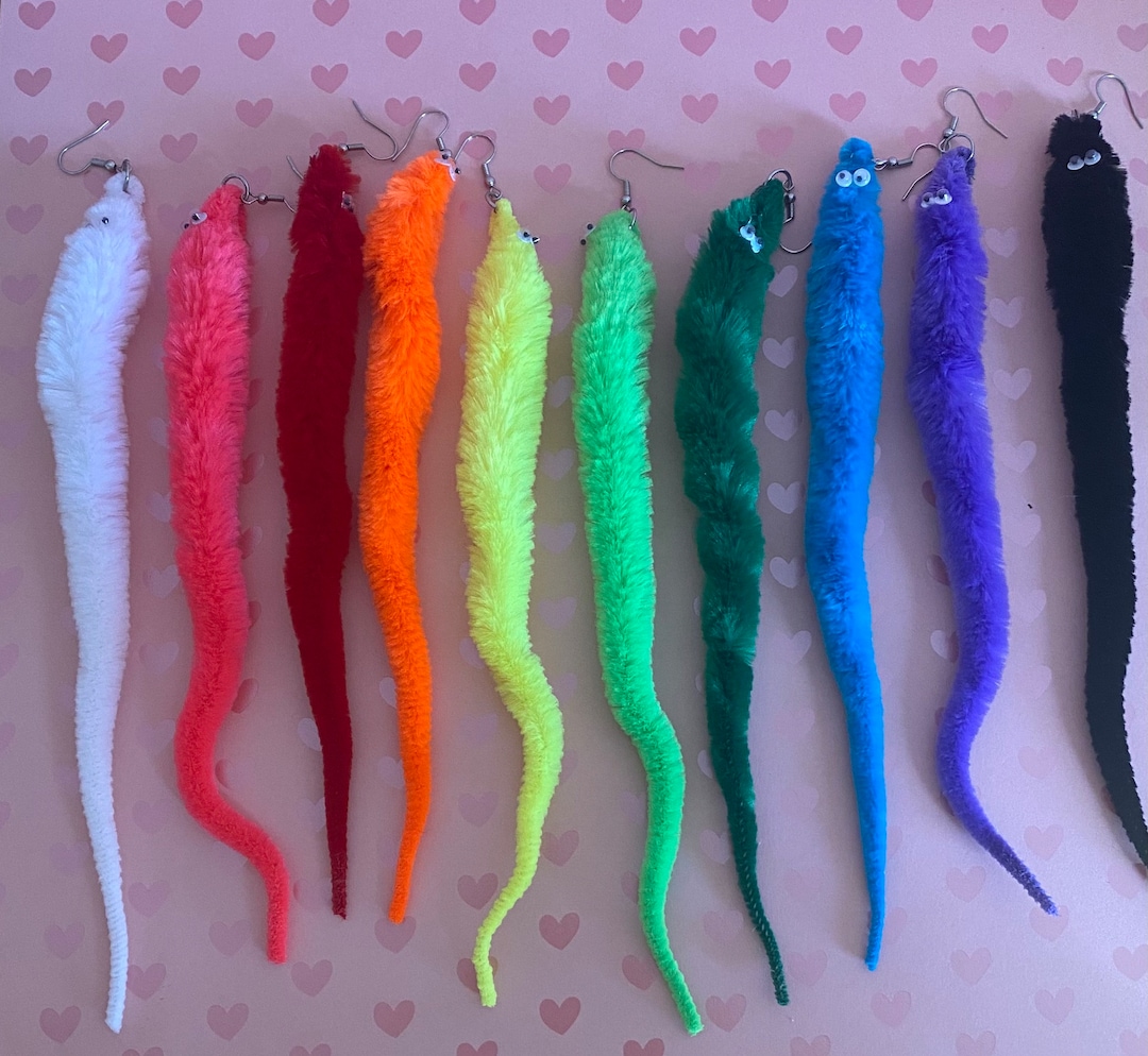 Worm on a String Earrings - Etsy