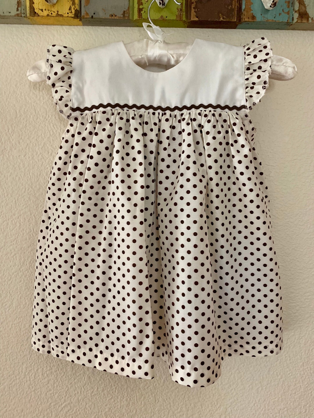 White and Brown Polka Dots Retro Girls Dress 3T - Etsy