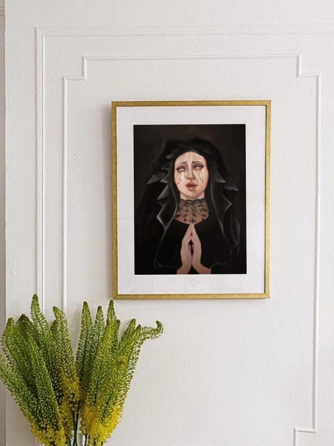 The Virgin Mary in Mourning Print - Etsy