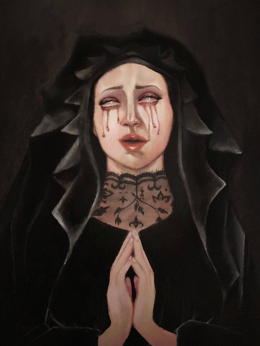 The Virgin Mary in Mourning Print - Etsy