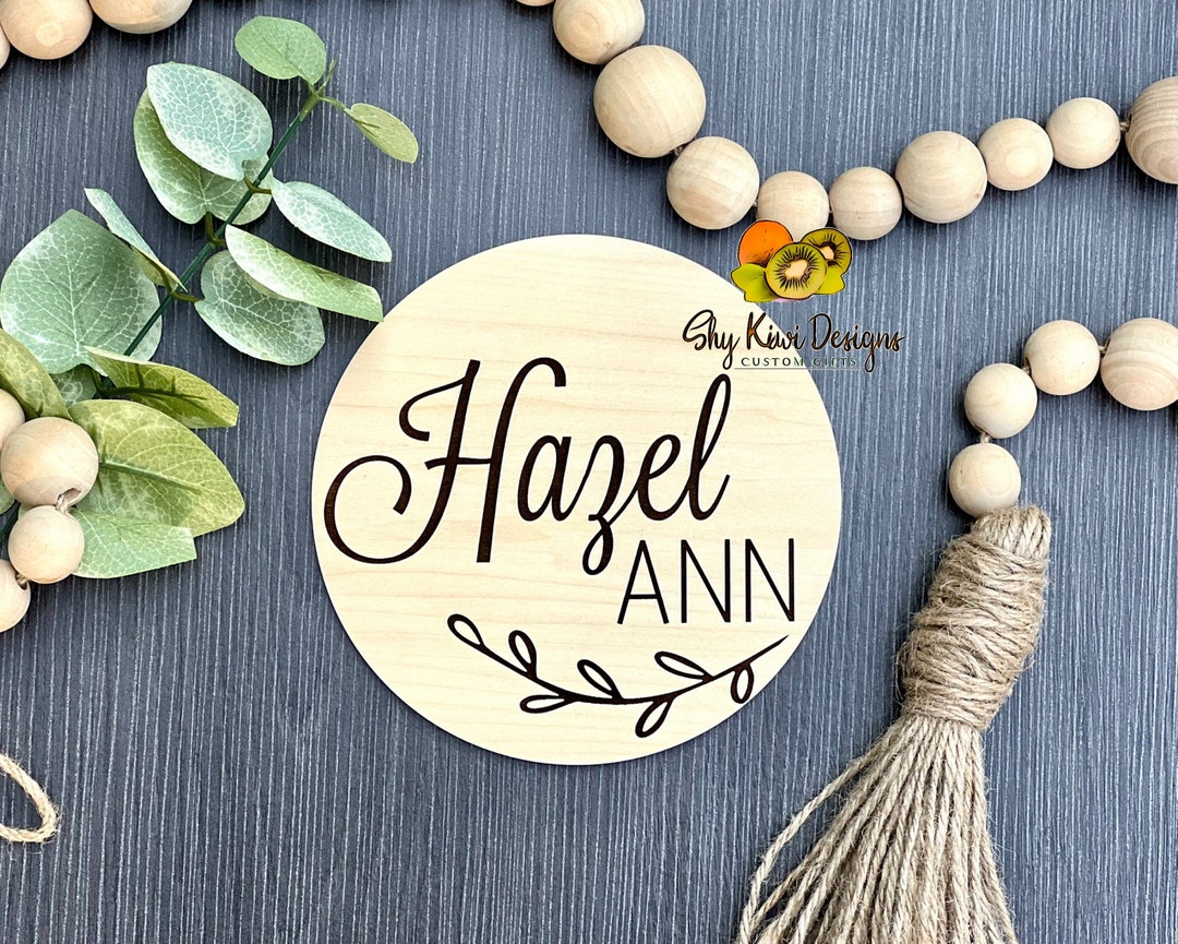 Newborn Announcement Name Card, Custom Baby Name Plaque, Wooden Baby ...