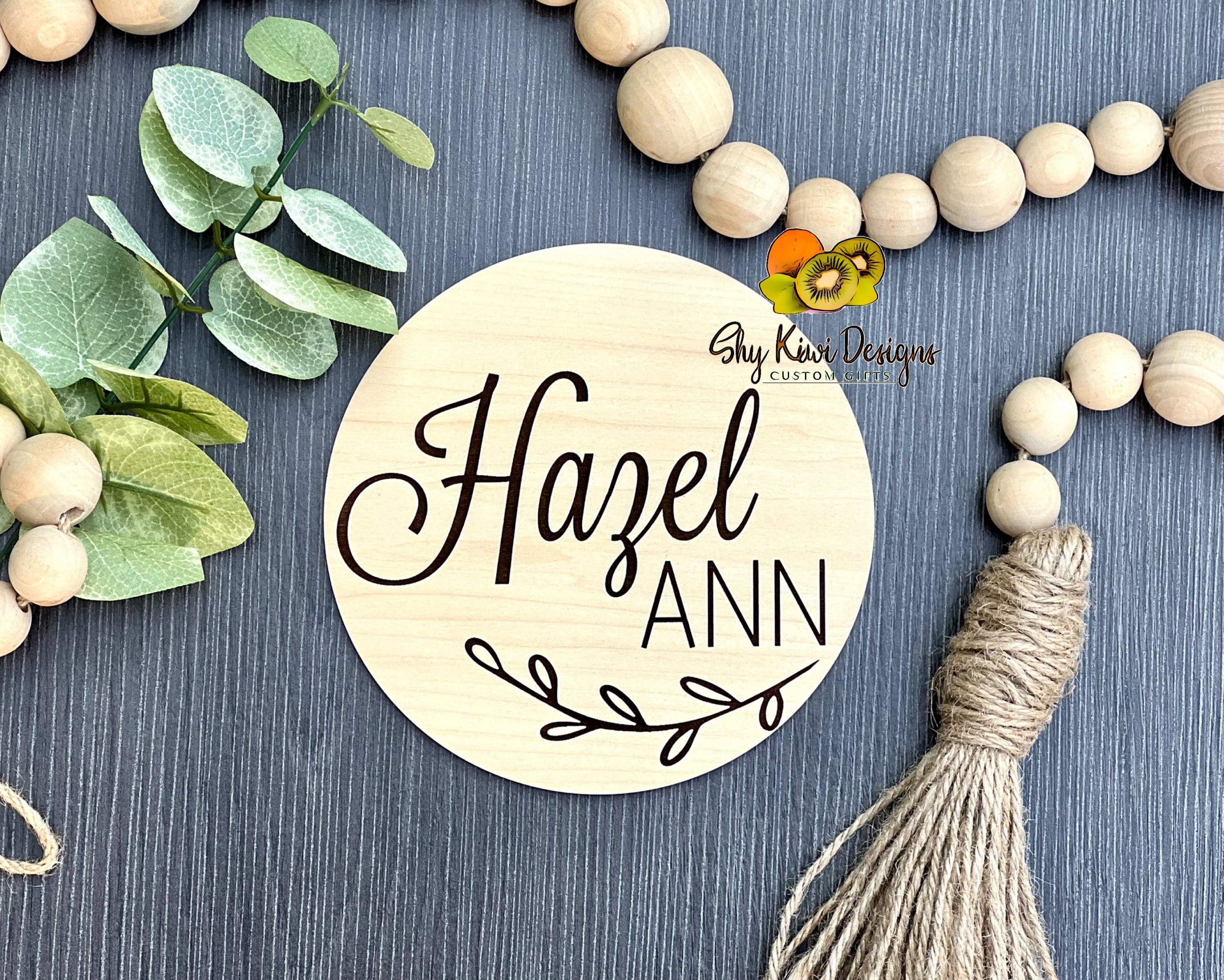 Newborn Announcement Name Card, Custom Baby Name Plaque, Wooden Baby ...
