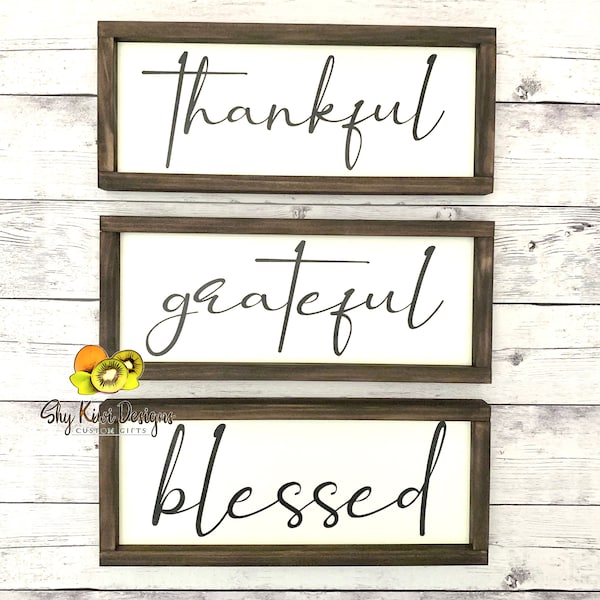 Grateful Thankful Blessed Sign - Etsy