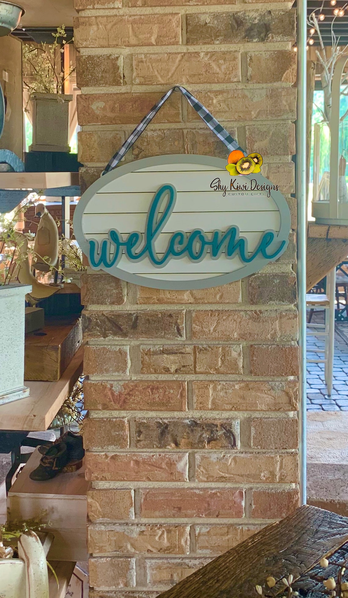 Shiplap Oval Welcome Sign / Farmhouse Decor / Welcome Wreath / | Etsy