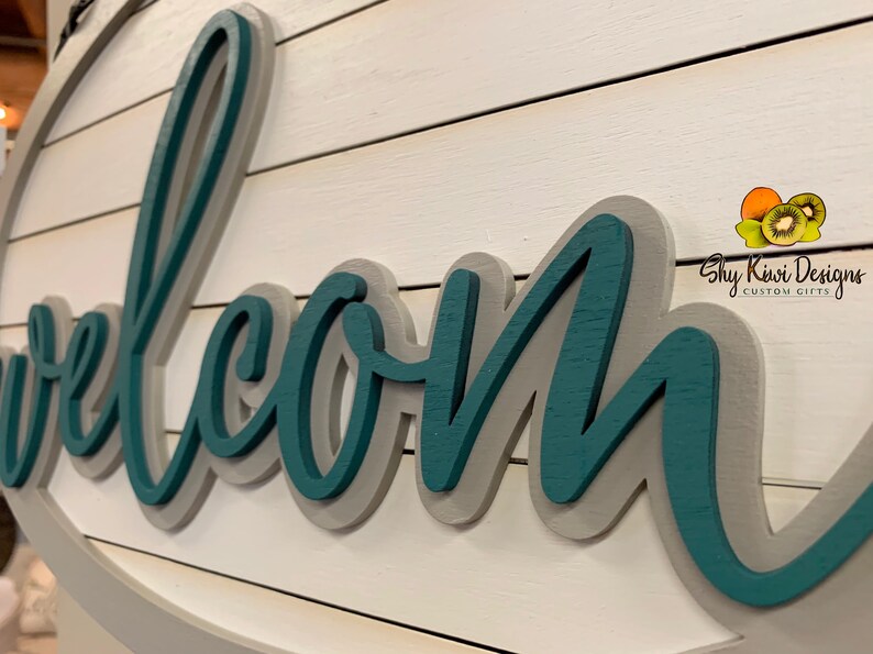 Shiplap Oval Welcome Sign / Farmhouse Decor / Welcome Wreath / - Etsy