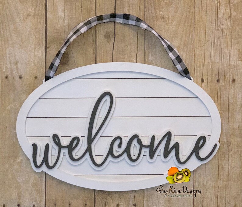 Shiplap Oval Welcome Sign / Farmhouse Decor / Welcome Wreath / - Etsy