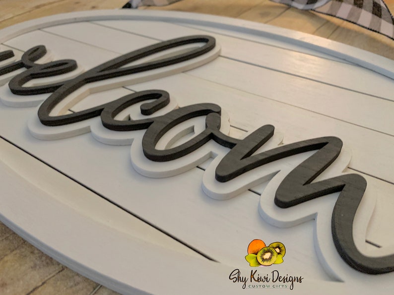 Shiplap Oval Welcome Sign / Farmhouse Decor / Welcome Wreath / - Etsy