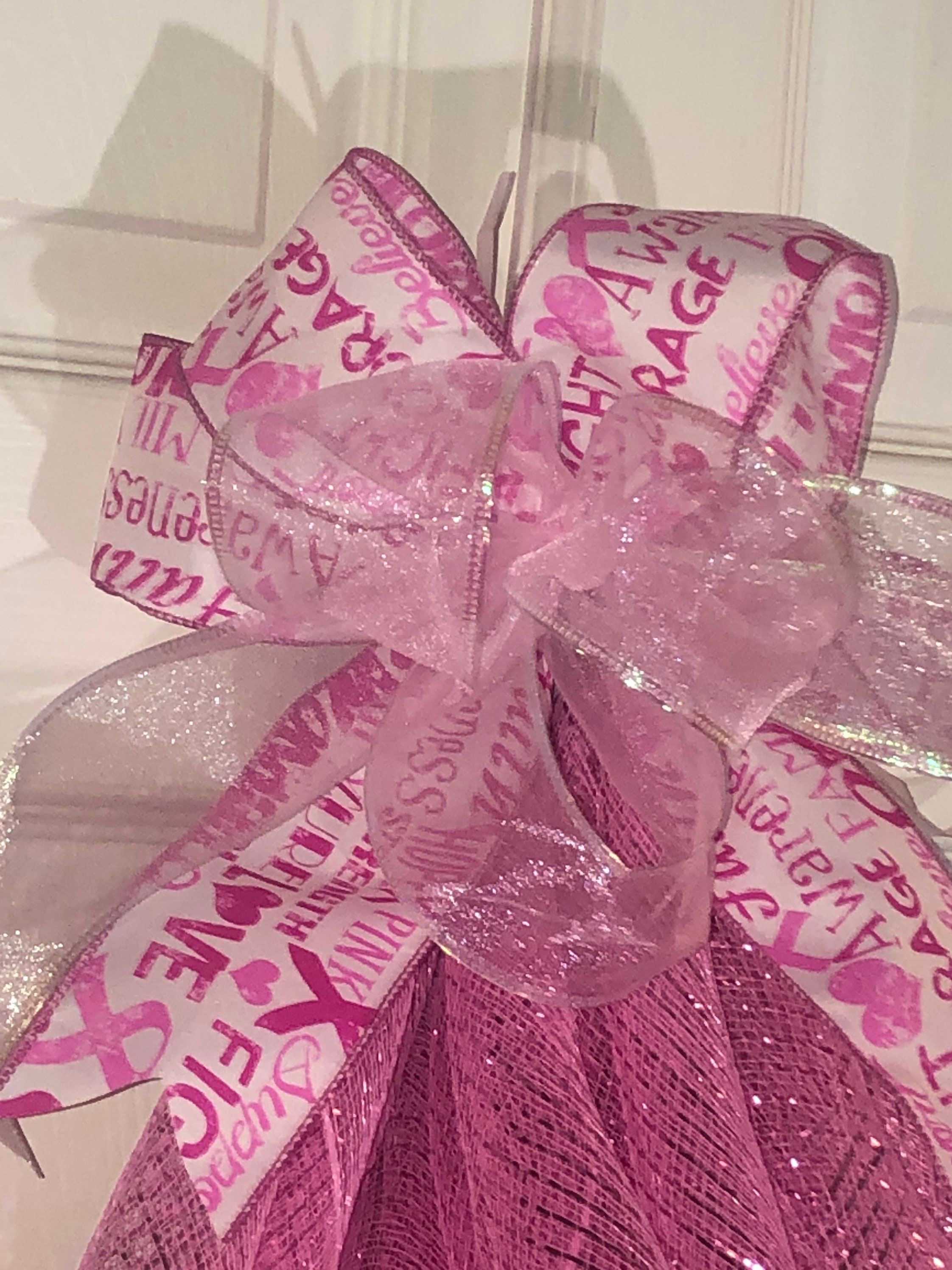 Breast Cancer Awareness Christmas Tree Wreath, Pink Ribbon Decor - Etsy