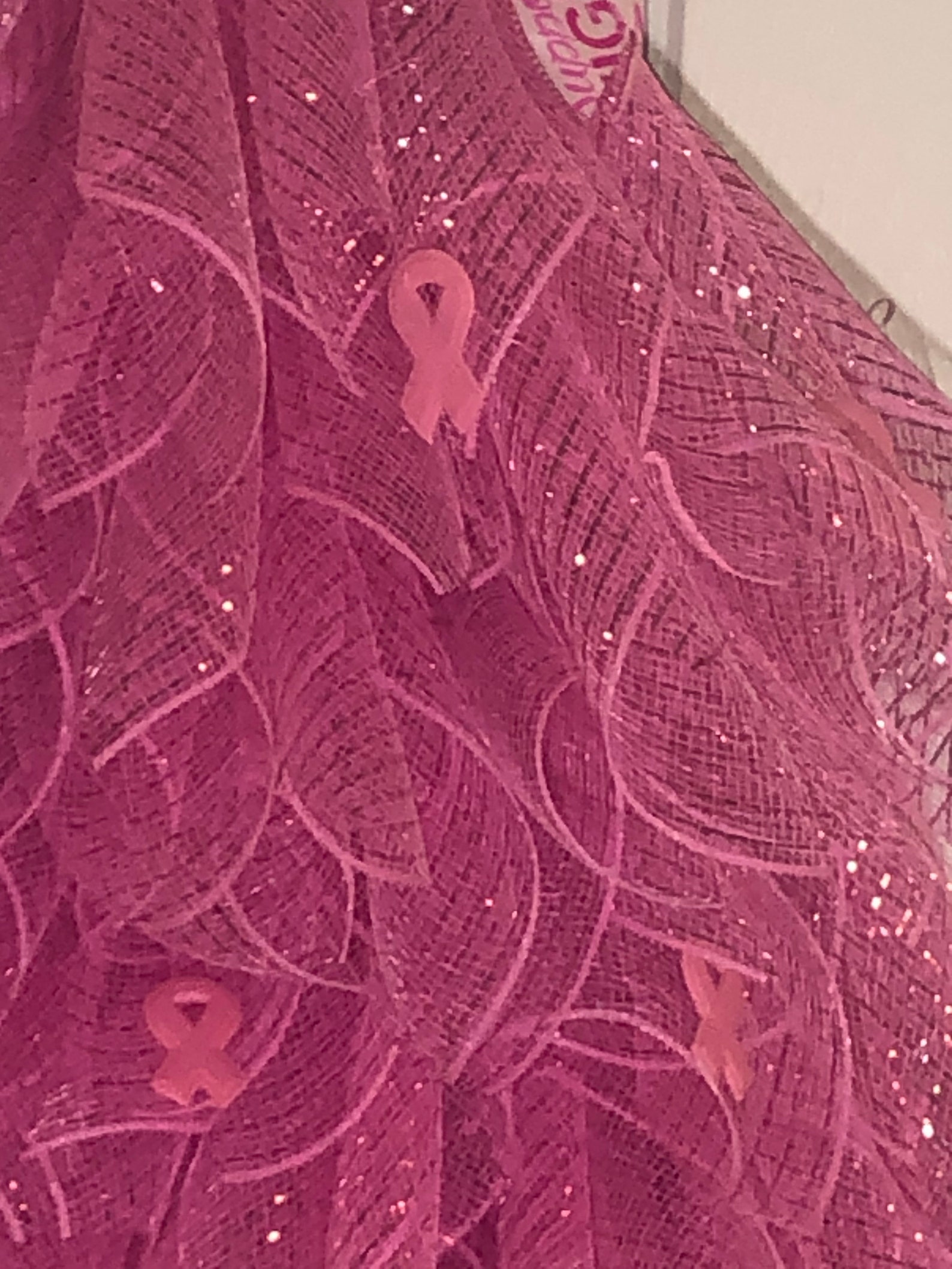 Breast Cancer Awareness Christmas Tree Wreath, Pink Ribbon Decor - Etsy