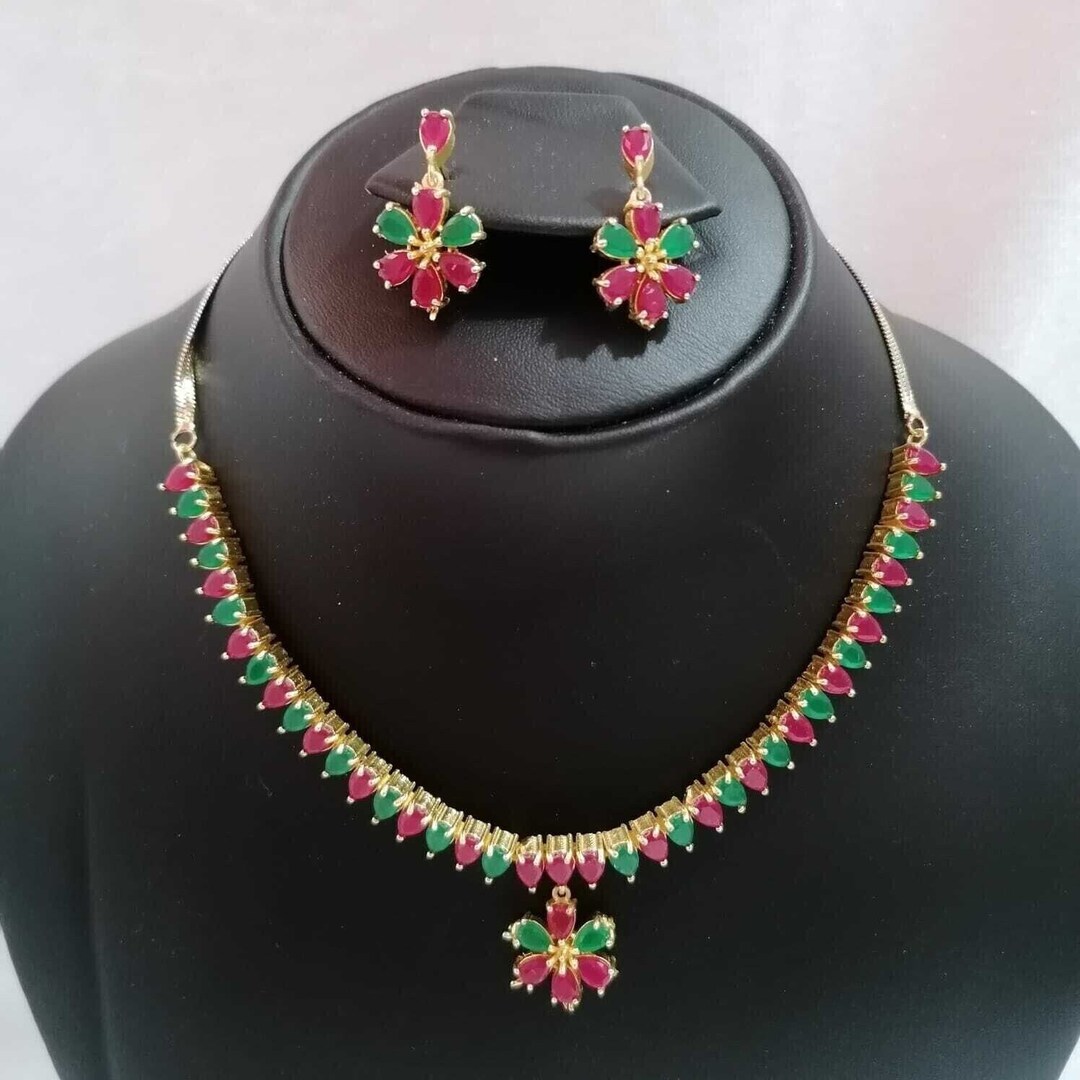 AD CZ Neckless Set Indian Jewelry Set Bollywood Indian Bridal Party ...