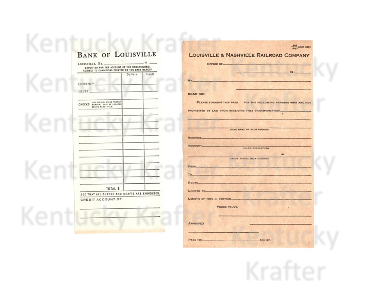 Printable Digital Vintage Forms, Railroad Cards and Papers, Cancelled ...