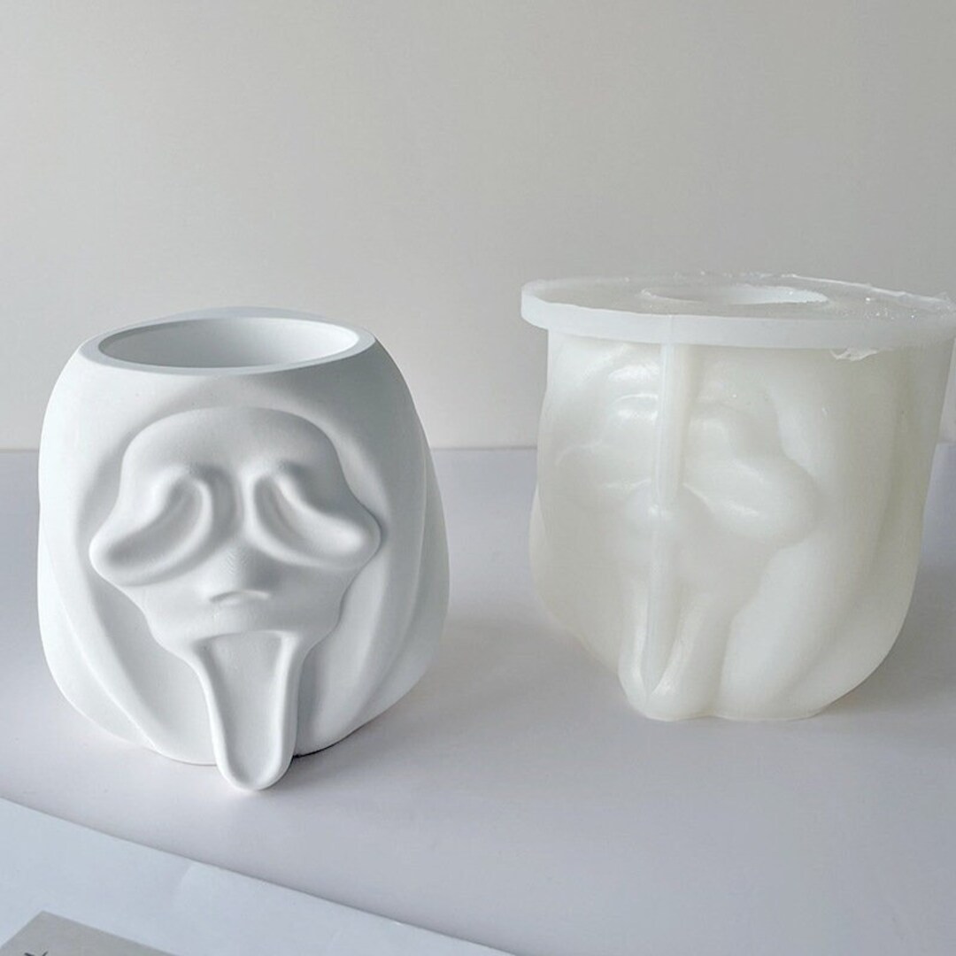 Skull Ghost Face Flower Pot Mold Halloween Mold Silicone - Etsy