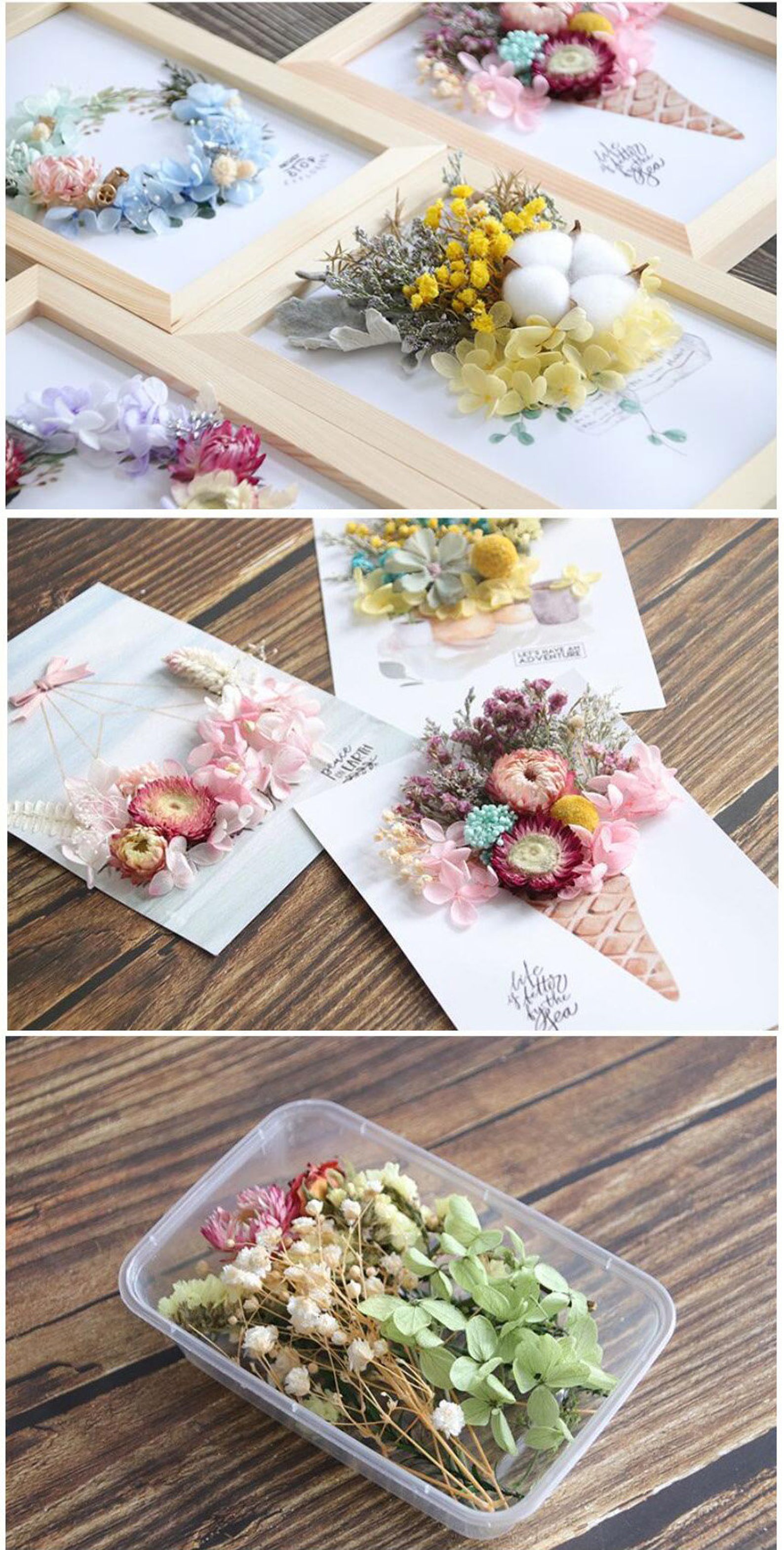 Handmade 3D Dried Flower Photo Frame DIY Photo Frame Sticker - Etsy