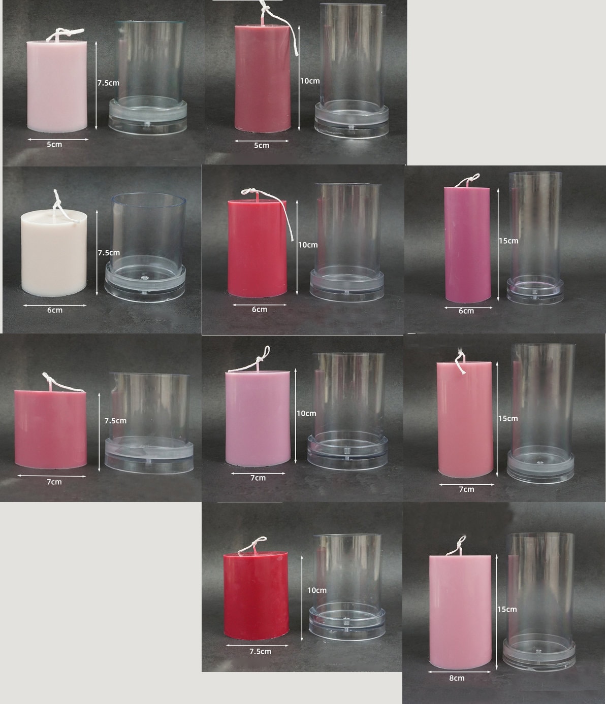 Cylinder candle transparent mold-DIY handmede candle making | Etsy