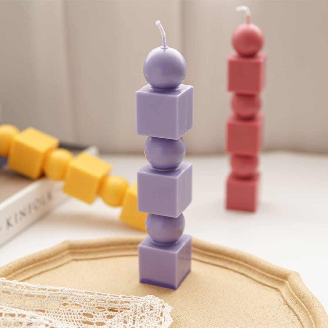 Stack of Geometric Cylinder Blocks Candle Transparent Acrylic - Etsy