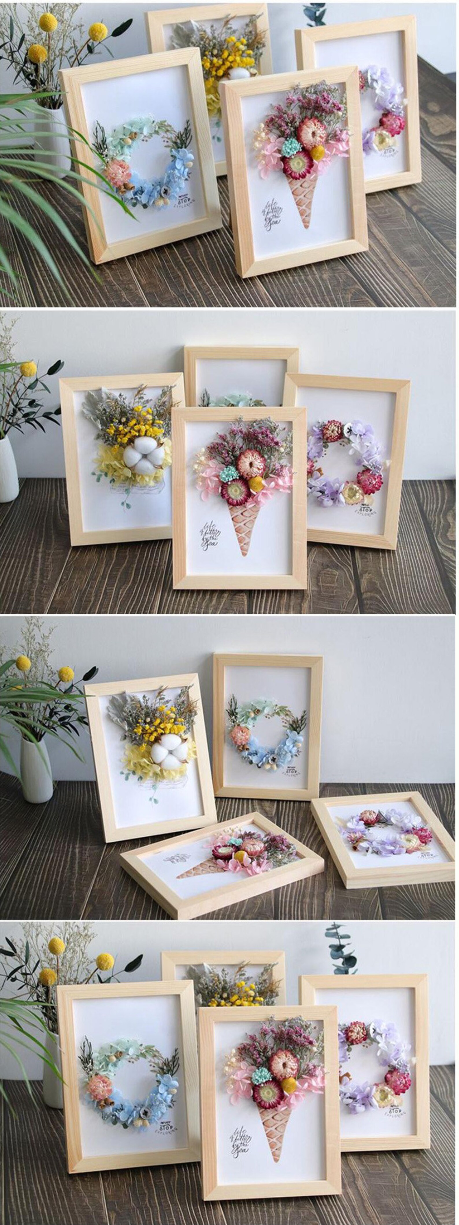Handmade 3D Dried Flower Photo Frame DIY Photo Frame Sticker - Etsy