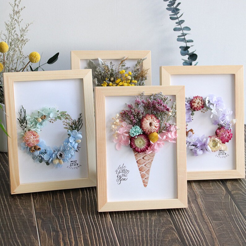 Handmade 3D Dried Flower Photo Frame DIY Photo Frame Sticker - Etsy