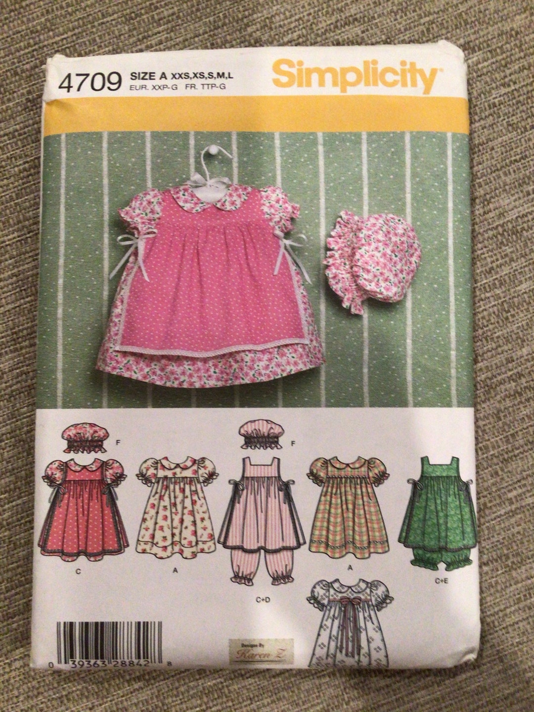 Simplicity Sewing Pattern 3709 Baby Dress Pinafore Pantaloons Panties ...