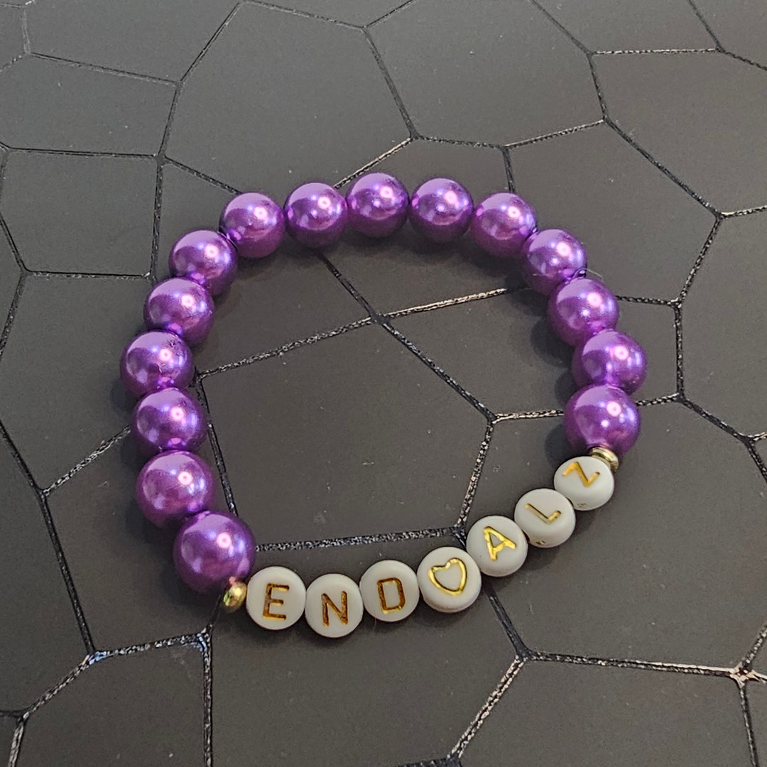 End Alz Alzheimer's Awareness Plastic Bead Stretch Bracelet - Etsy