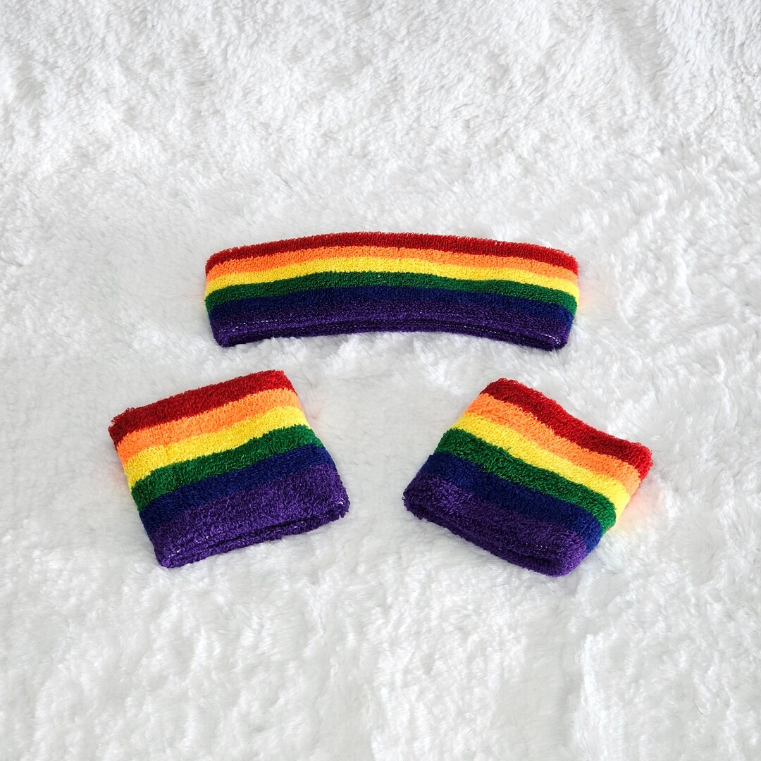 LGBTQ Pride Rainbow Retro Headband and Wristband Set - Etsy