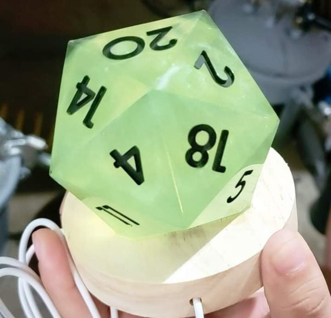 85mm D20 Solid Resin Dice or Night Light - Etsy