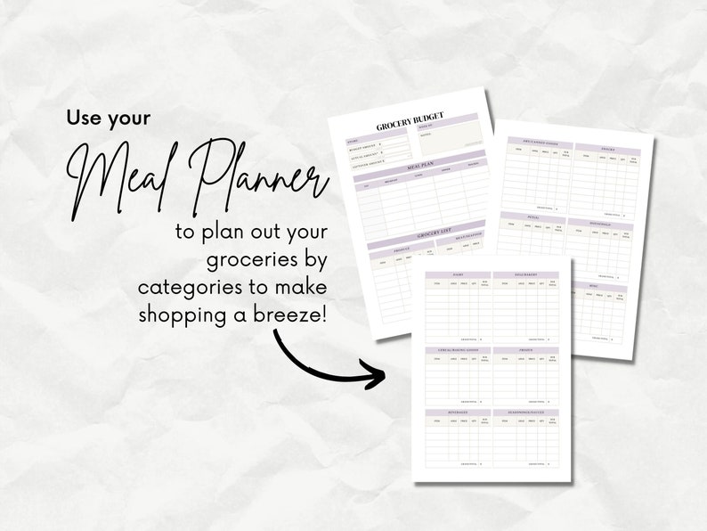 Grocery Budget Worksheet, Meal Planner Breakdown, Digital Instant ...