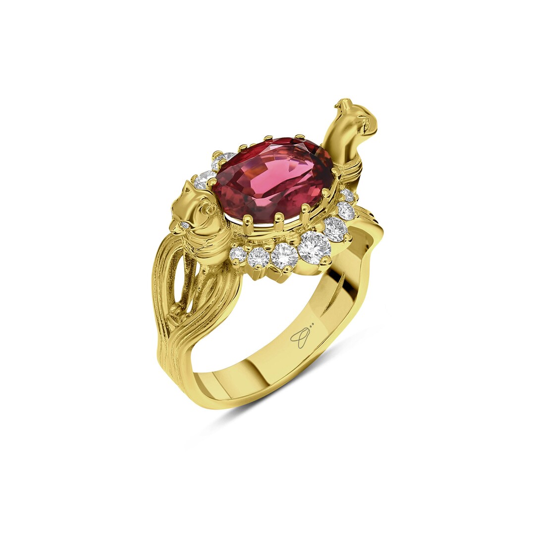 Bastet Ring - 14k Gold Bastet's Ring With Stunning Ruby Light and ...