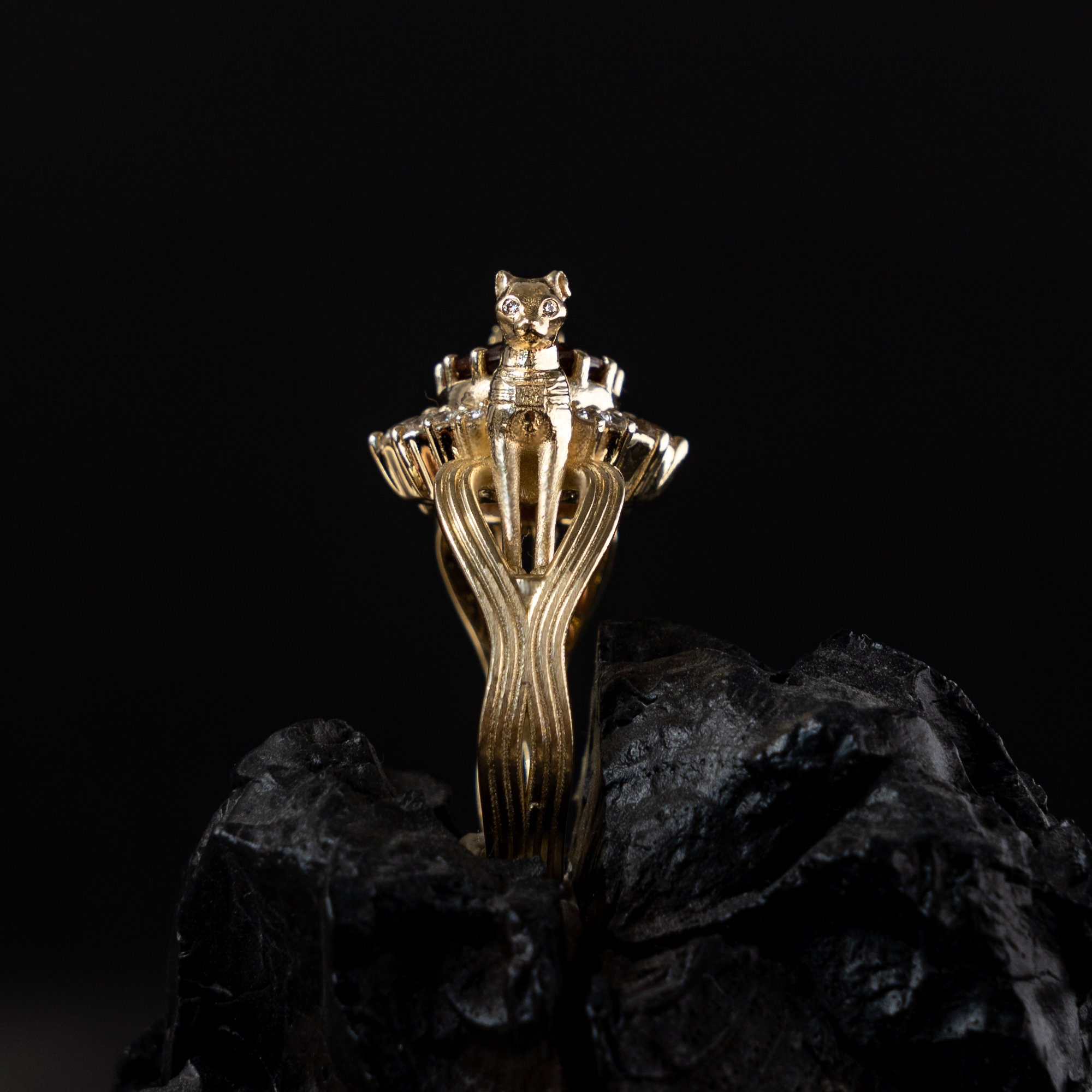 Bastet Ring 14k Gold Bastet's Ring With Stunning Ruby Light and Diamonds - Etsy