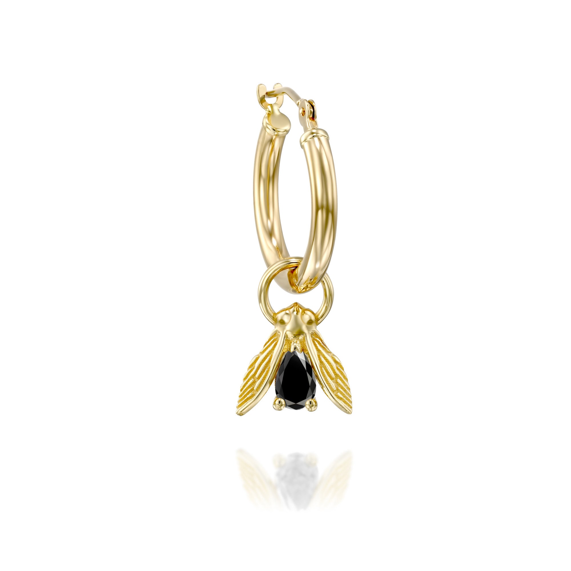 Gold Onyx Insect Hoop Earrings, Hoop Earrings for Men - Etsy