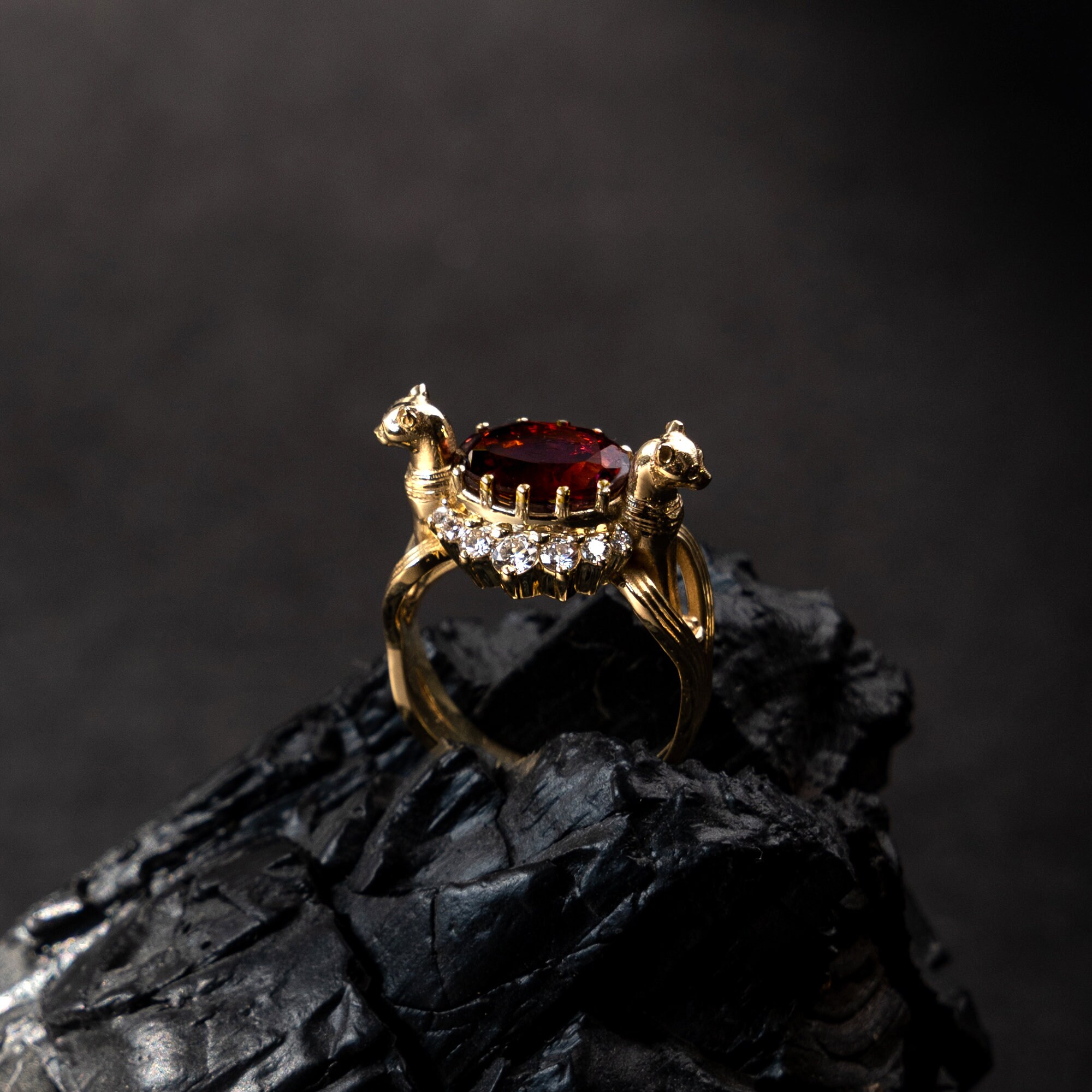 Bastet Ring 14k Gold Bastet's Ring With Stunning Ruby Light and Diamonds - Etsy