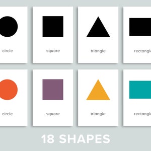 Minimalist Shapes Flashcards Printable | Modern Basic Shape Flash Cards ...