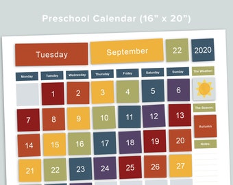 Preschool Kids Calendar Board Printable Pages Perpetual | Etsy