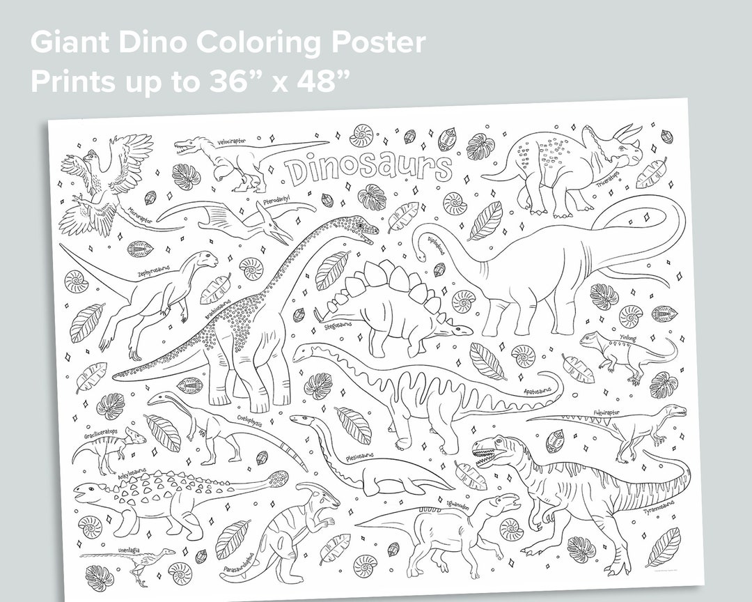 Dinosaur Giant Coloring Poster | Homeschool Printables | Black and ...