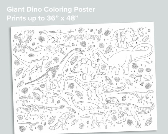 Dinosaur Giant Coloring Poster Homeschool Printables Black - Etsy