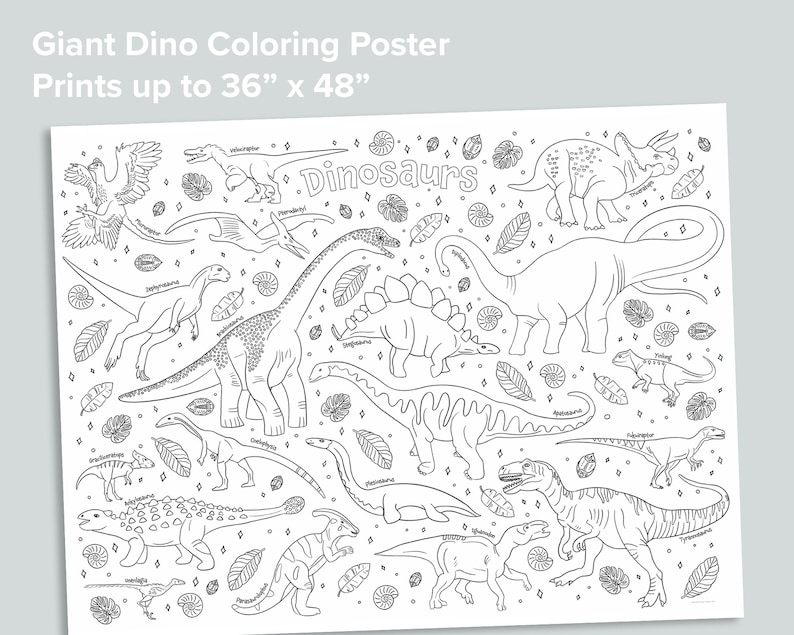 Dinosaur Giant Coloring Poster | Homeschool Printables | Black and ...