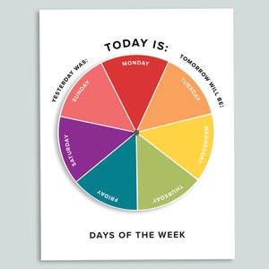 Days Spinner Wheel Montessori | Tracing Kids Preschool Calendar ...